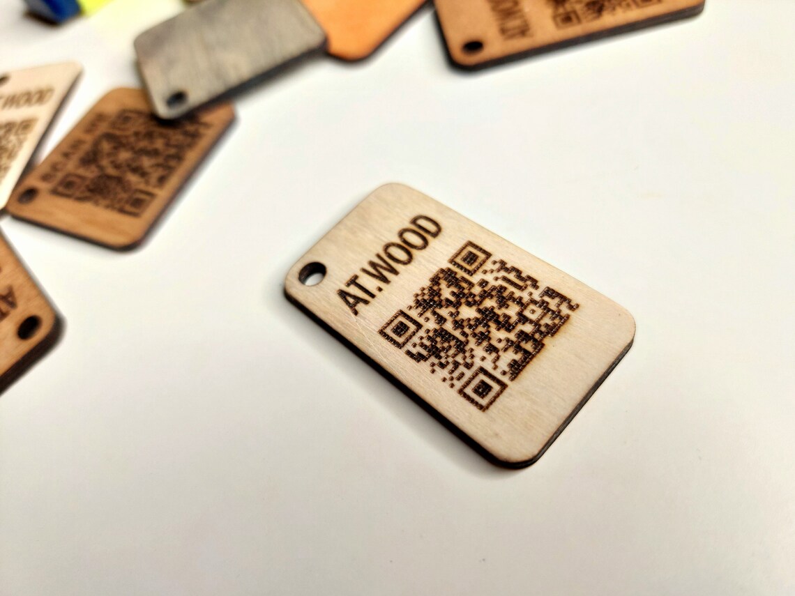 QR Code Pendant Personalized Wooden Keychain Keyring - Etsy
