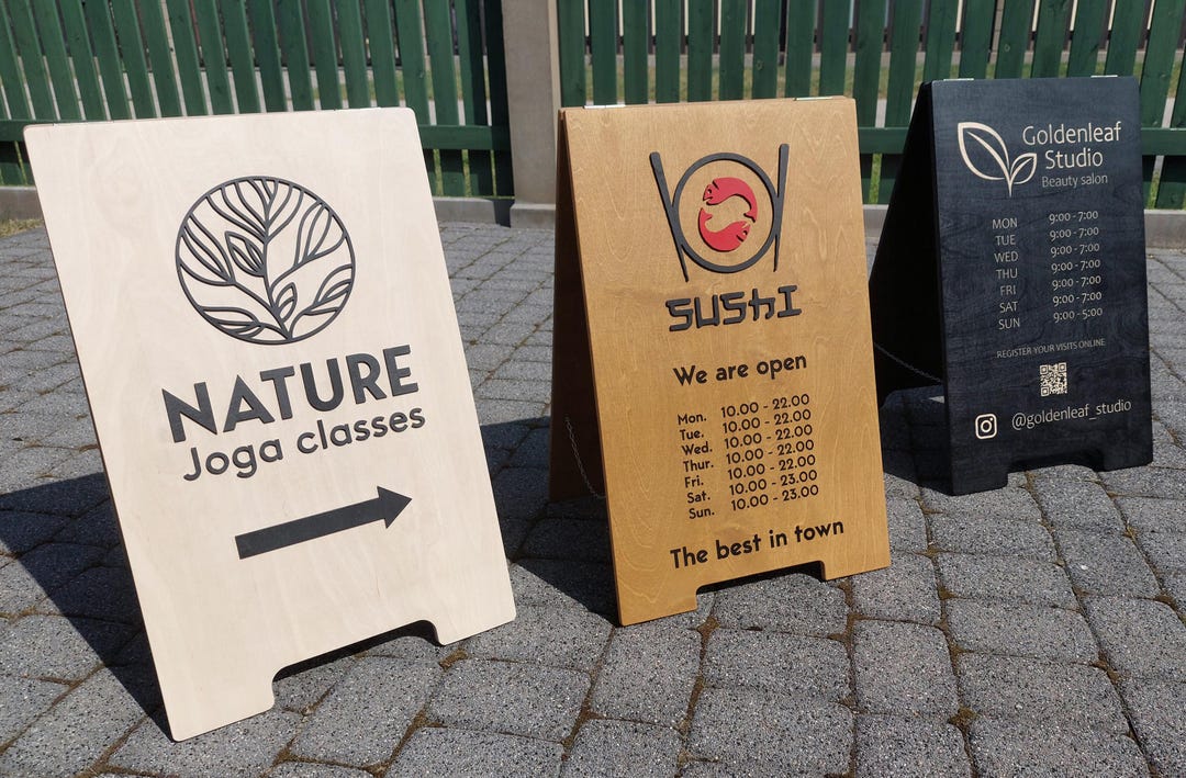 Custom A-frame Sidewalk Sign: Wooden Business Sign With QR Code - Etsy