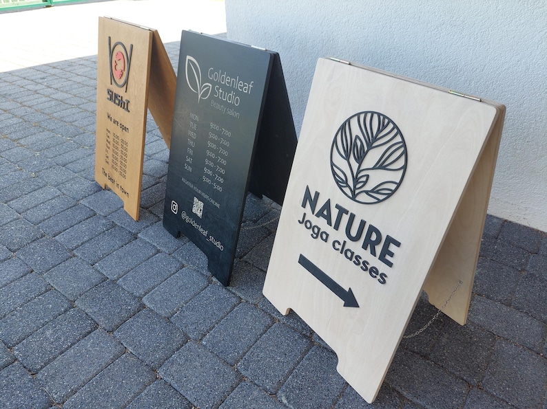 A-frame Sidewalk Sign, Wooden Business Sign , Large QR Code Sign for ...