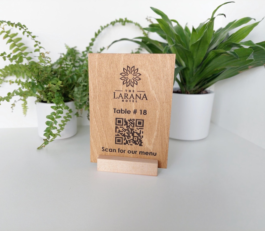 Custom Wooden QR Code Sign | A4, A5, A6 Size | Personalized Table ...