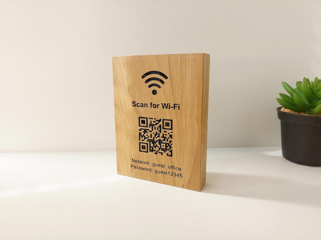 Scan for Wifi Sign - Wooden QR Code Sign for Wifi Access - Custom Oak ...