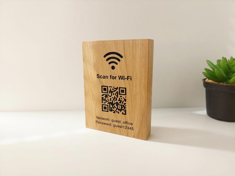 Scan for Wifi Sign - Wooden QR Code Sign for Wifi Access - Custom Oak ...