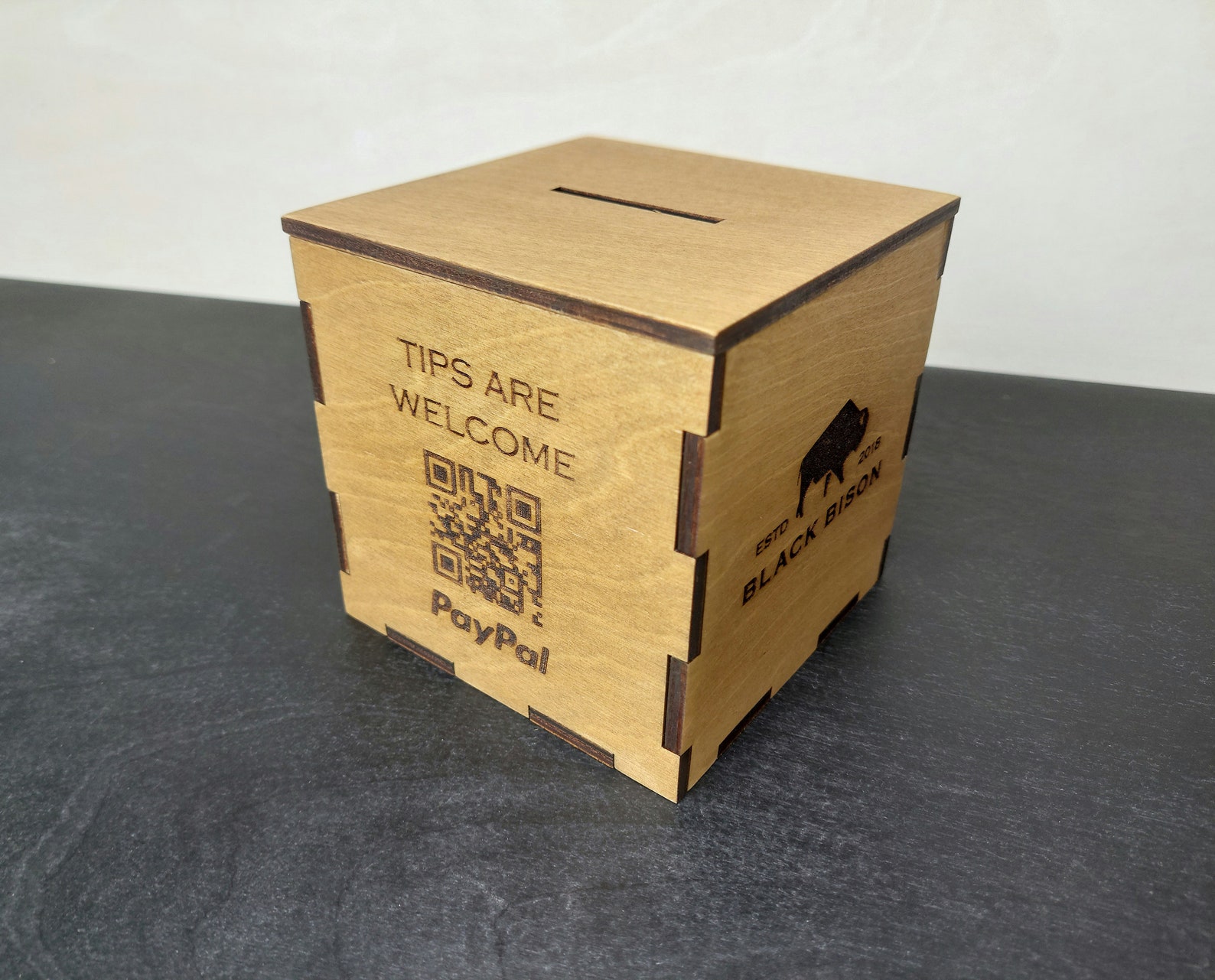 Custom Wooden Donation and Tip Box With Laser Engraving | Personalized ...