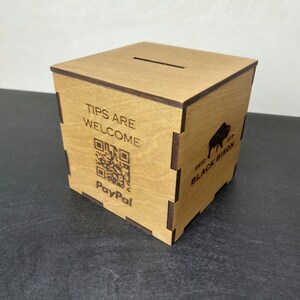 Custom Wooden Donation and Tip Box With Laser Engraving | Personalized ...