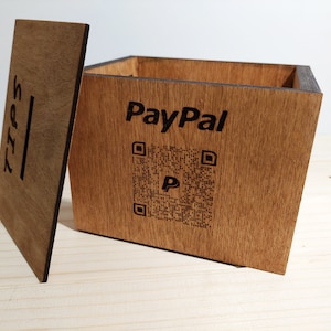 Personalized Wooden QR Code Tipping Box, Custom Made Money Box, Charity ...