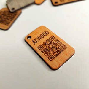 QR Code Pendant Personalized Wooden Keychain Keyring - Etsy