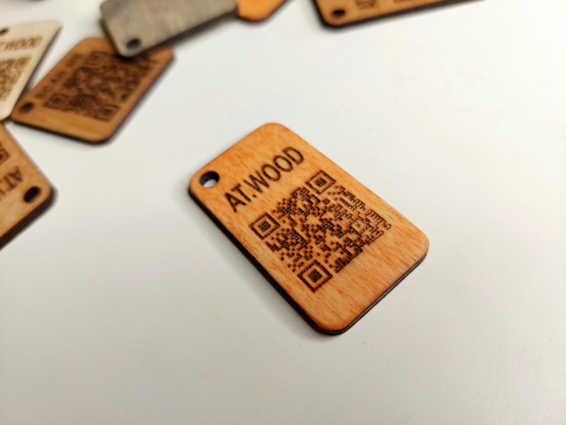 QR Code Pendant Personalized Wooden Keychain Keyring - Etsy