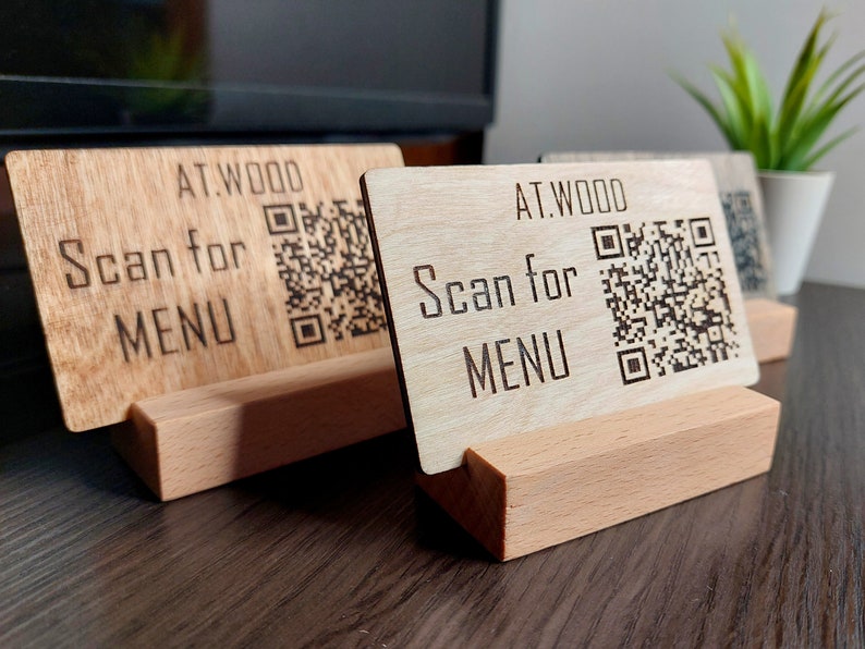 Custom Made QR Code Menu Sign Custom Engraved Wooden - Etsy