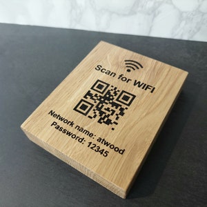 Scan for Wifi Sign | QR Code Sign | Wooden QR Code Sign | Wifi Access ...