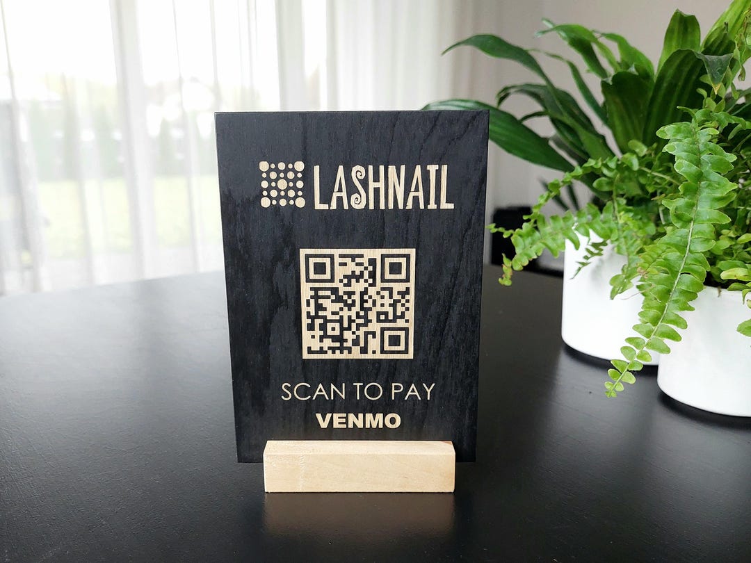Contactless Menu Payment QR Code Sign Wooden Table Number Restaurant ...