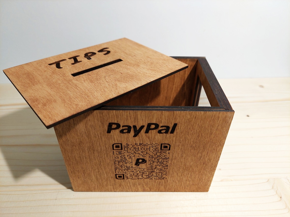 Personalized Wooden QR Code Tipping Box Custom Made Money - Etsy