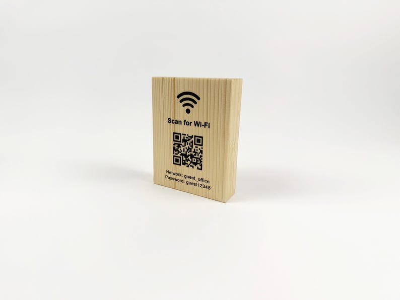 Custom Made Wood Wifi Sign With QR Code – Engraved Wifi Password Sign ...