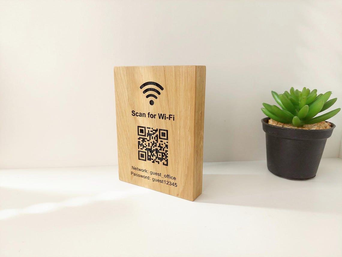 Scan for Wifi Sign - Wooden QR Code Sign for Wifi Access - Custom Oak ...