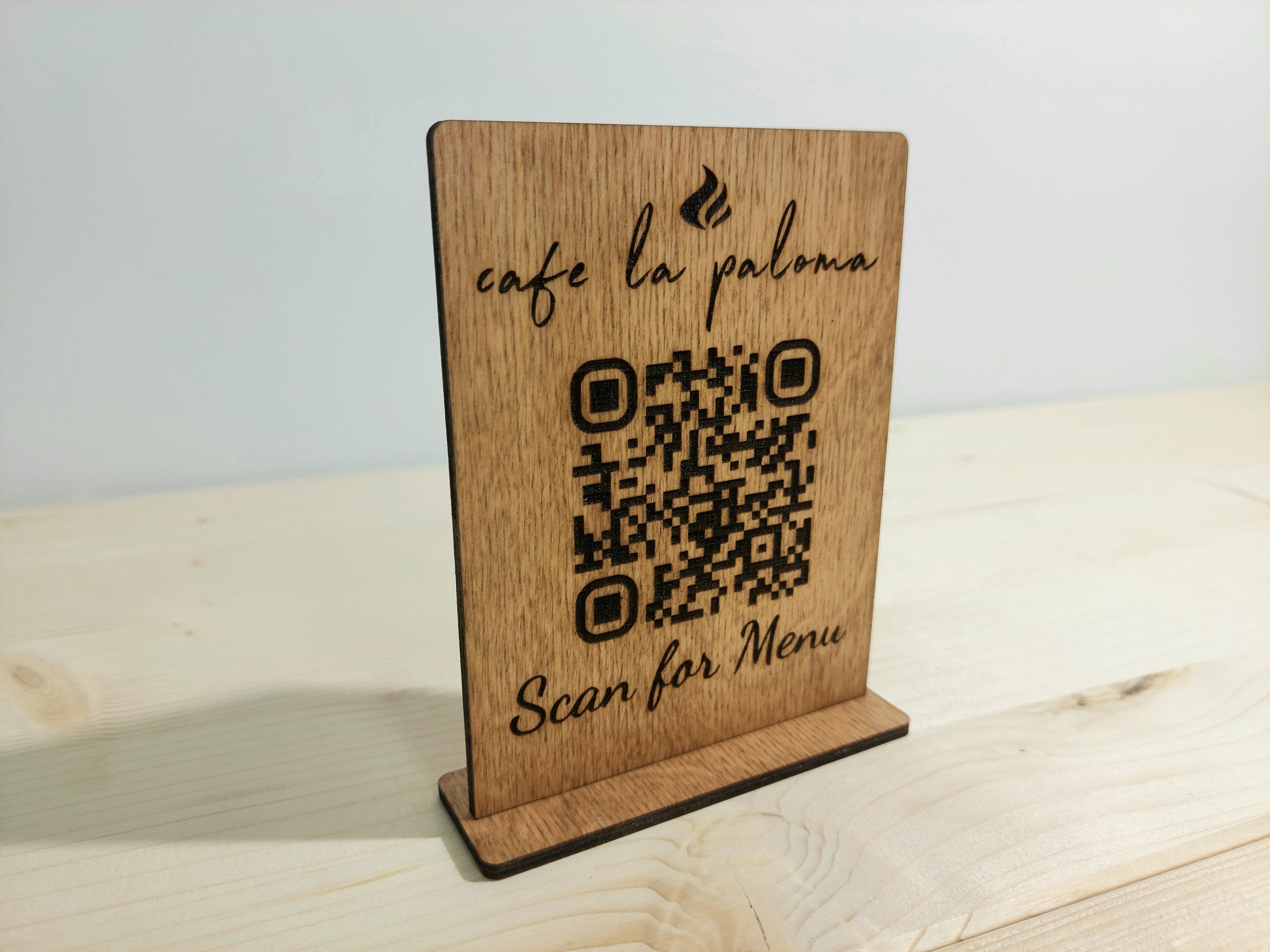 Scan for Menu QR Code Menu Sign Custom Engraved Wooden - Etsy