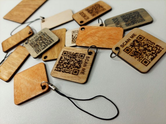 QR Code Pendant Personalized Wooden Keychain Keyring - Etsy