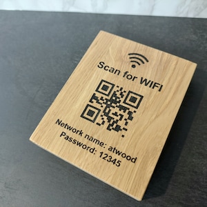 Scan for Wifi Sign | QR Code Sign | Wooden QR Code Sign | Wifi Access ...