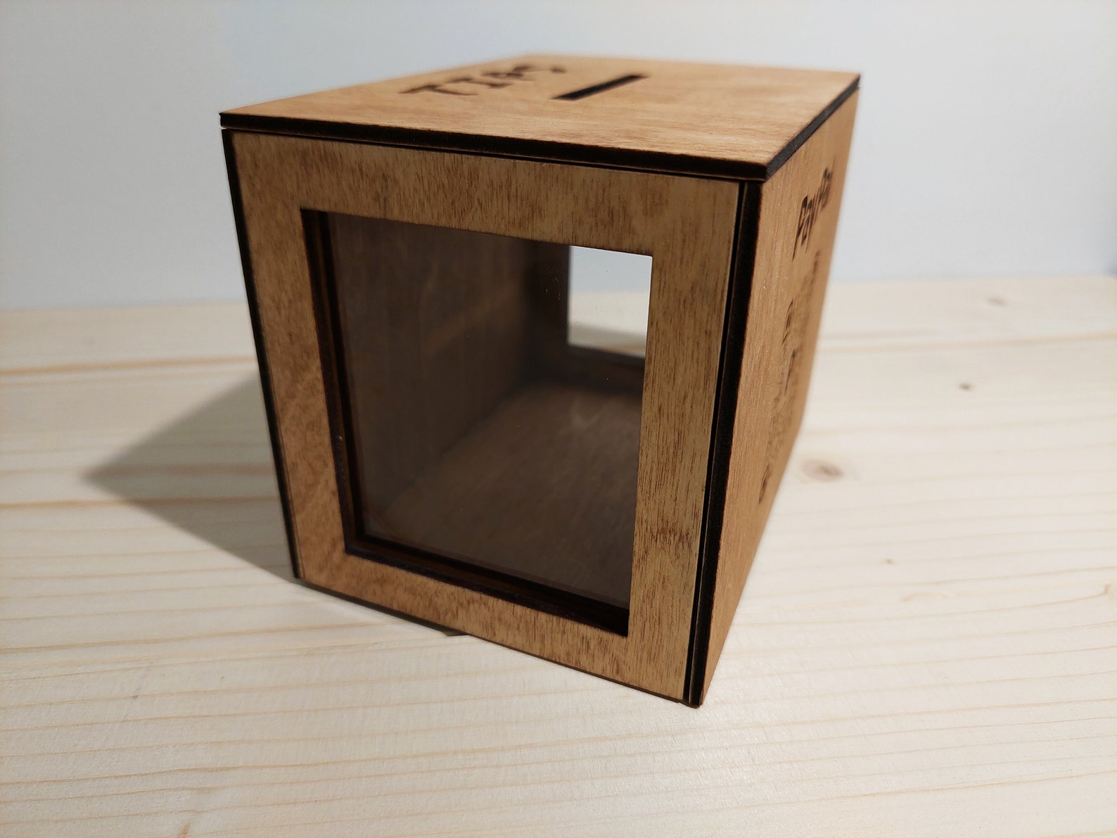 Personalized Wooden QR Code Tipping Box, Custom Made Money Box, Charity ...