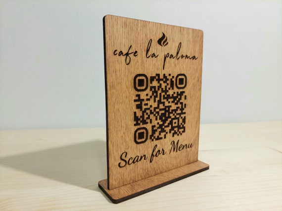 Scan for Menu QR Code Menu Sign Custom Engraved Wooden - Etsy UK