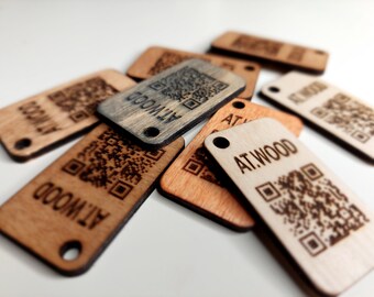 QR Code Pendant, Personalized Wooden Keychain, Keyring, Engrave Your ...
