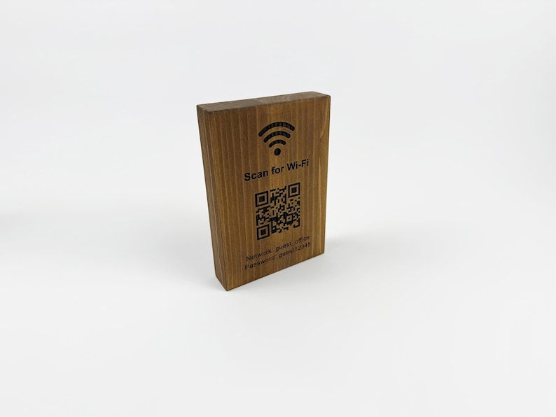 Custom Made Wood Wifi Sign With QR Code – Engraved Wifi Password Sign ...
