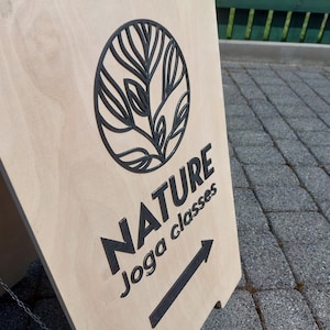 A-frame Sidewalk Sign, Wooden Business Sign , Large QR Code Sign for ...