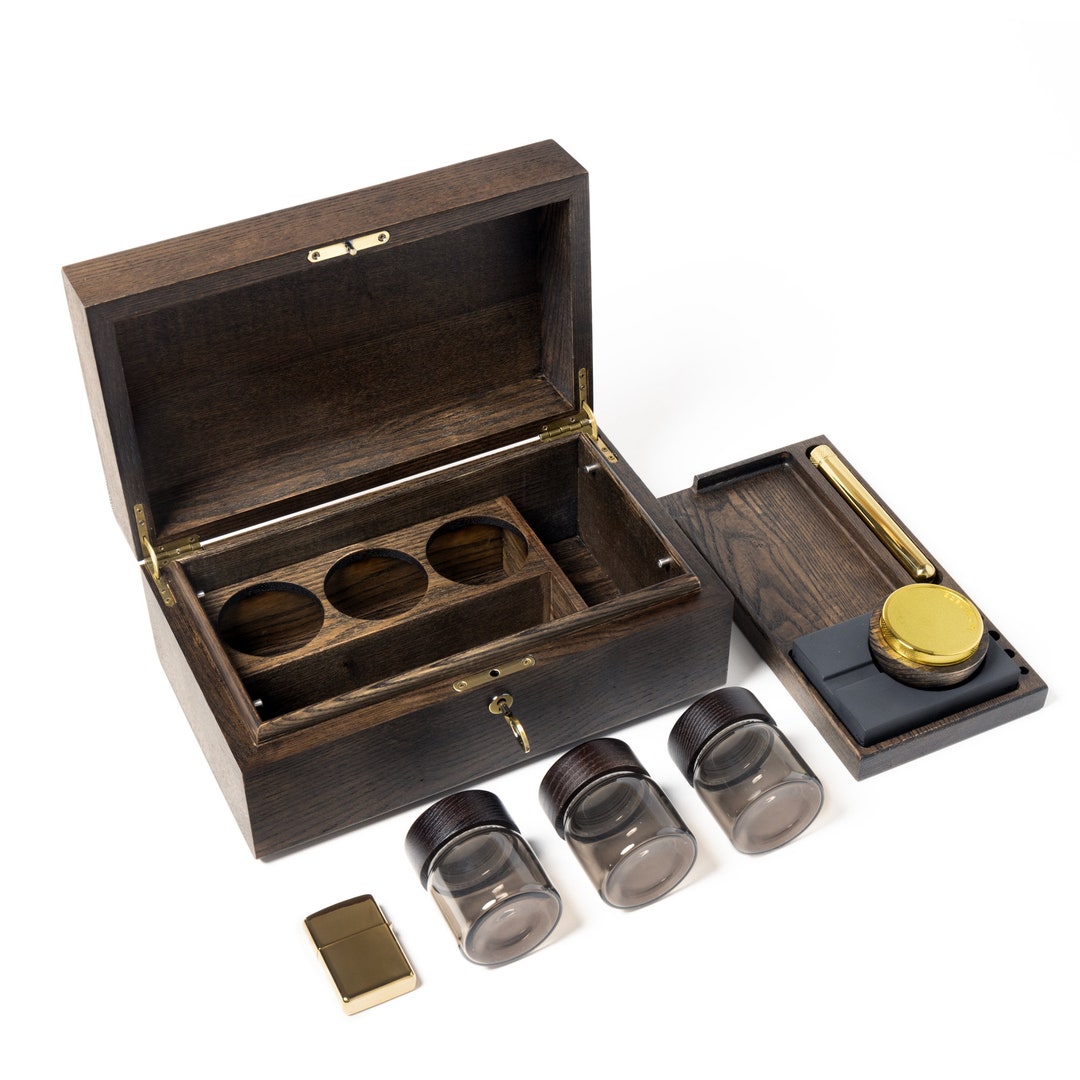 Smell Proof Ash Wood Stash Box Kit-elevate Your Cannabis Experience ...