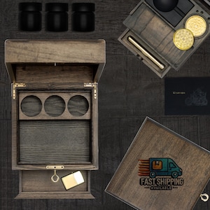 Ash Wood Stash Box - Cigar Box, Humidifier Kit, Airtight Washable Brass ...