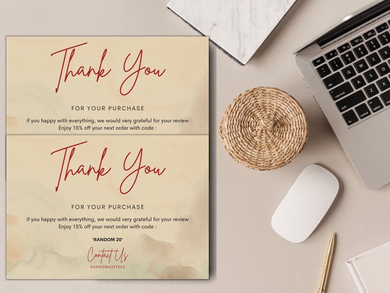 Thank You Card Template, Small Business Editable Thank You Card, Thanks for Your Purchase Card ...