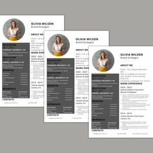 Editable and Downloadable Resume Template With Photo, Professional ...