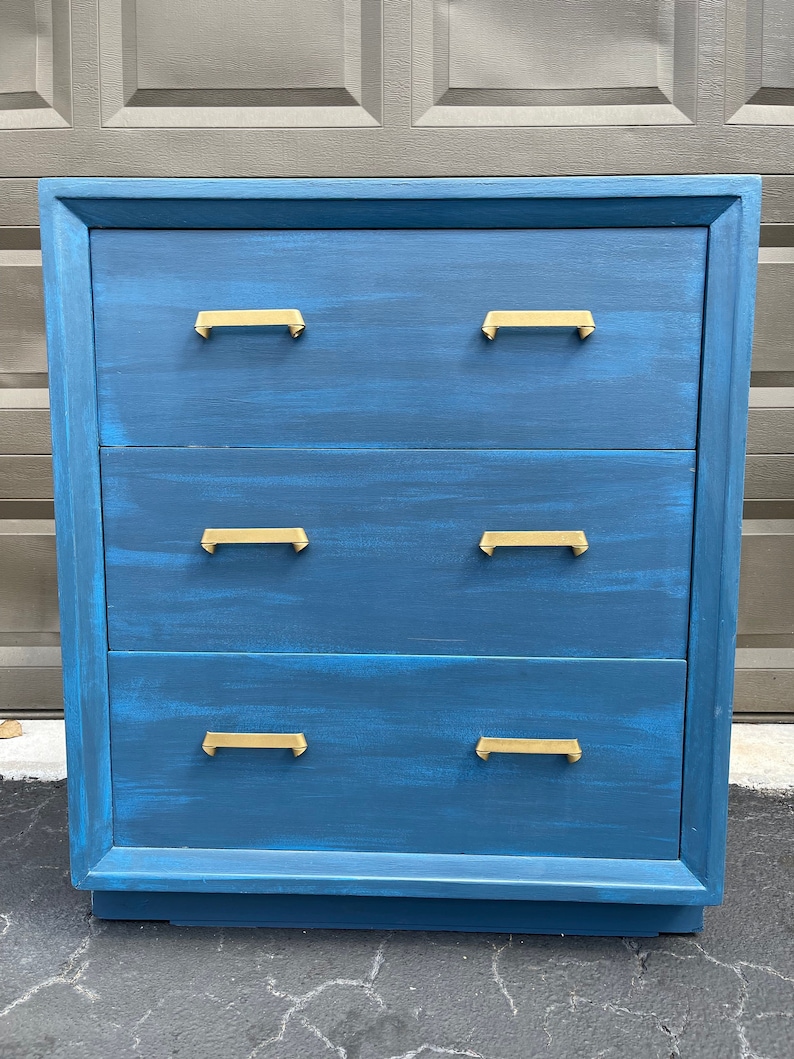 SOLD Refurbished Blue Vintage Dresser | Etsy