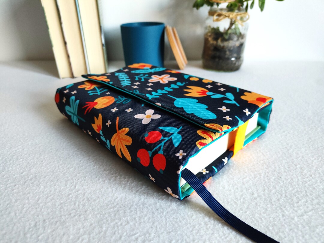 Turquoise Fall Book Cover Adjustable Wrap-around Protector for Books ...