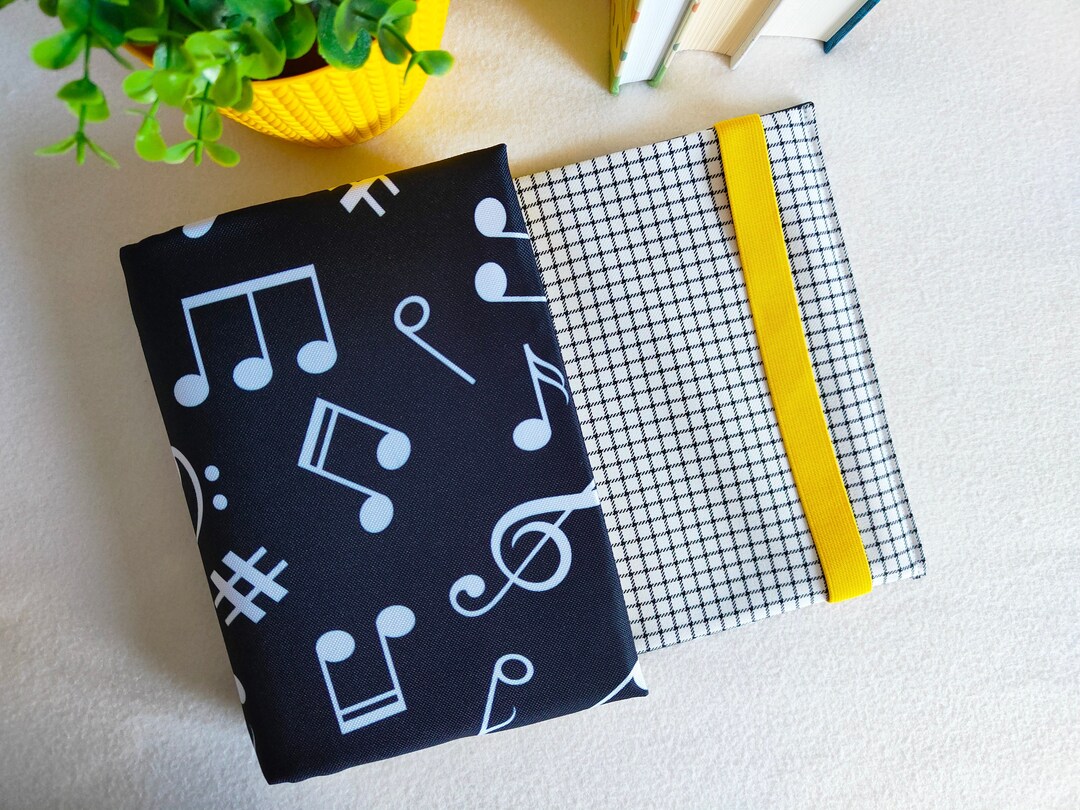 Music Notes Book Protector Wrap-around Adjustable Book Cover Waterproof ...