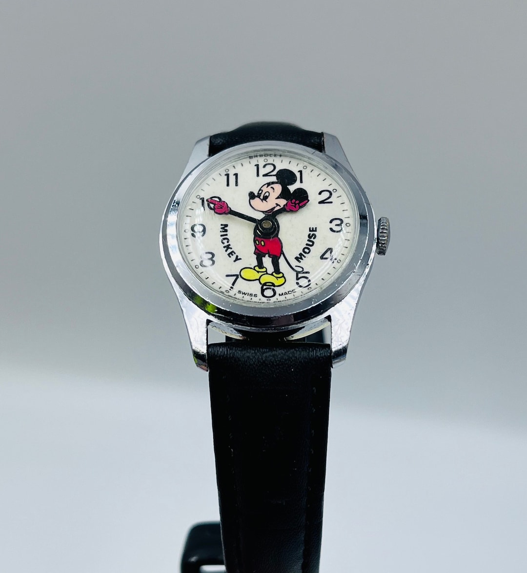 Extremely Rare Swiss Made Bradley Mickey Mouse Watch Large Size Working ...