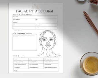 Facial Intake Form Esthetician Form Spa Facial Room Digital Download 8 ...