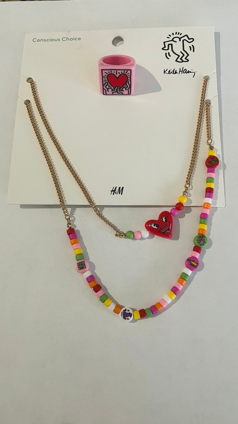 Keith Haring Ring and Necklace Set - Etsy