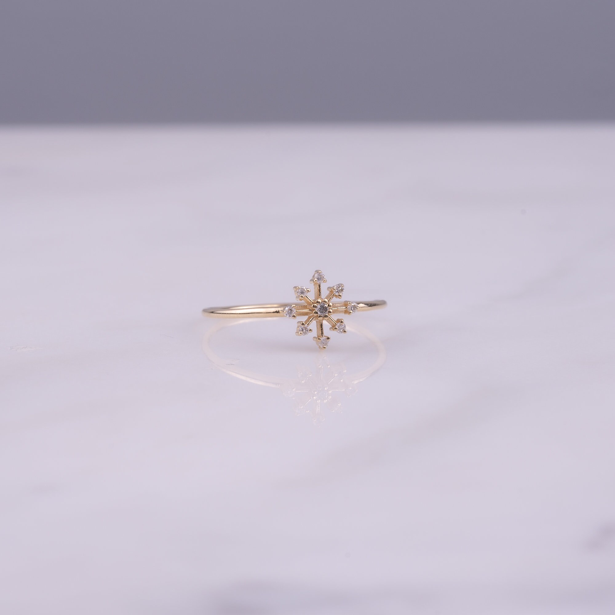Snowflake Ring Gold Snowflake Ring Dainty Ring Minimalist Ring 14k Gold ...