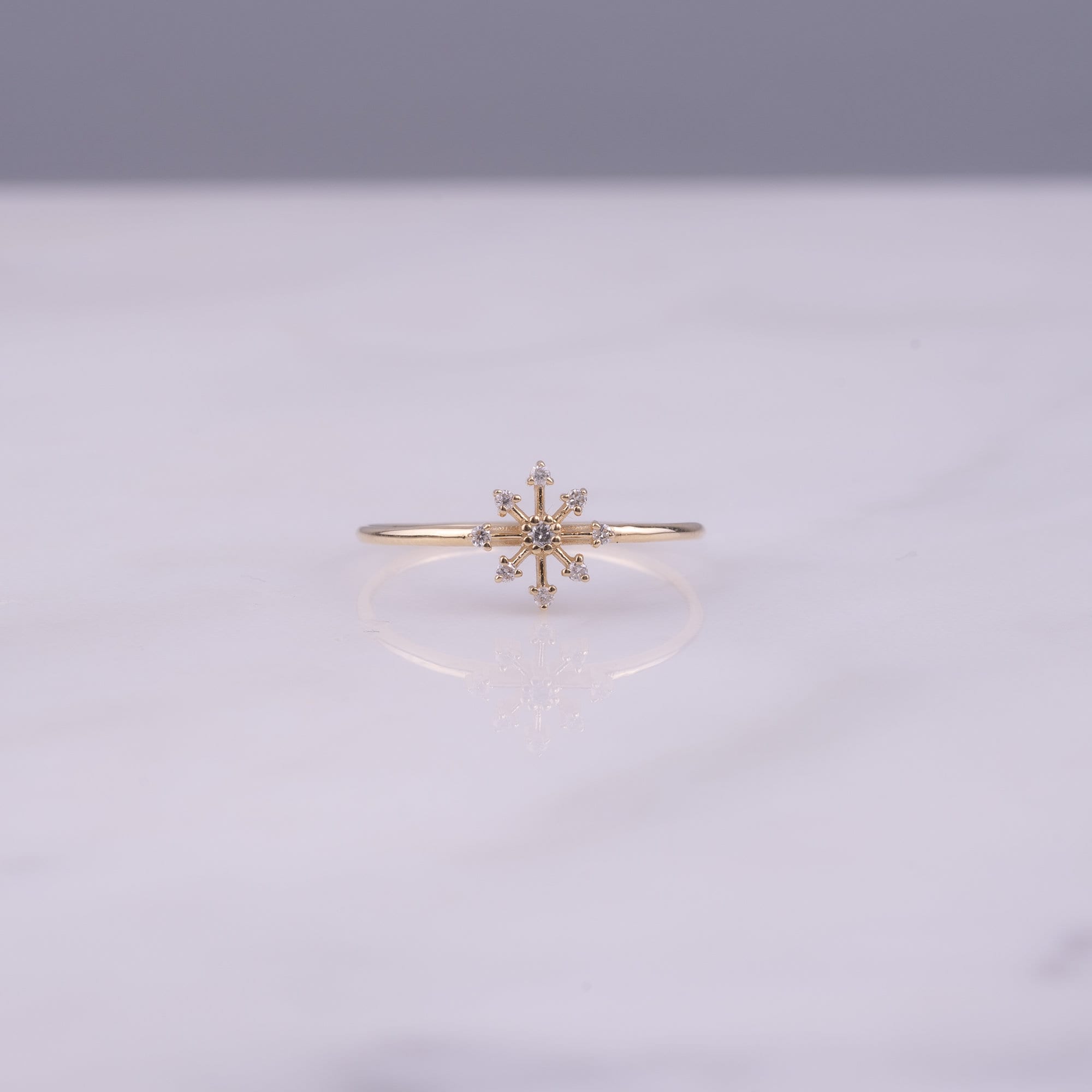 Snowflake Ring Gold Snowflake Ring Dainty Ring Minimalist Ring 14k Gold ...