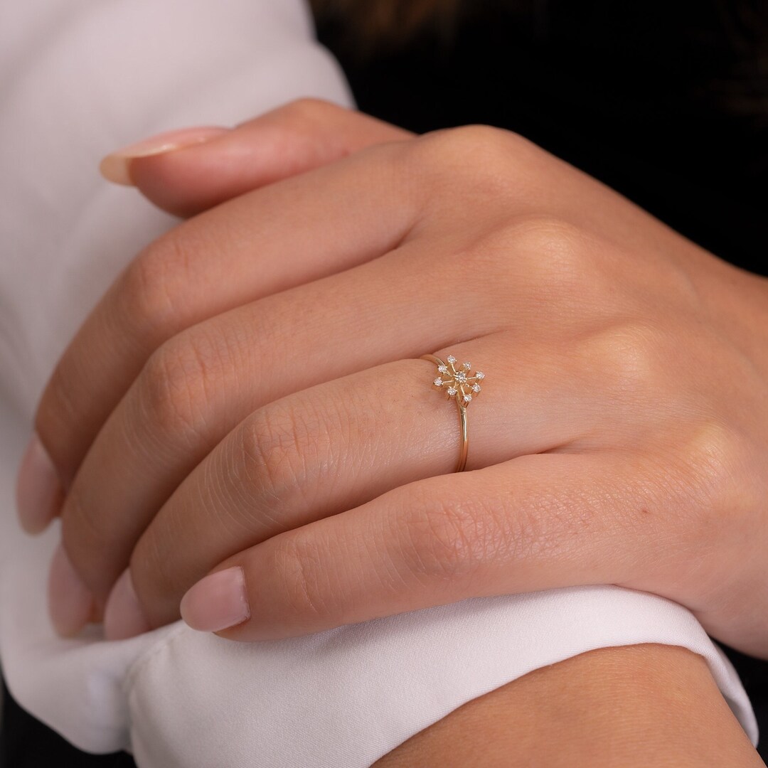 Snowflake Ring Gold Snowflake Ring Dainty Ring Minimalist Ring 14k Gold ...