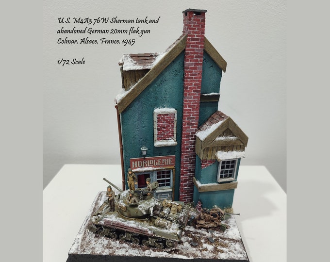 U.S. M4A3 76W Sherman Tank in Colmar, France 1945 - WW2 Diorama, 1/72 ...