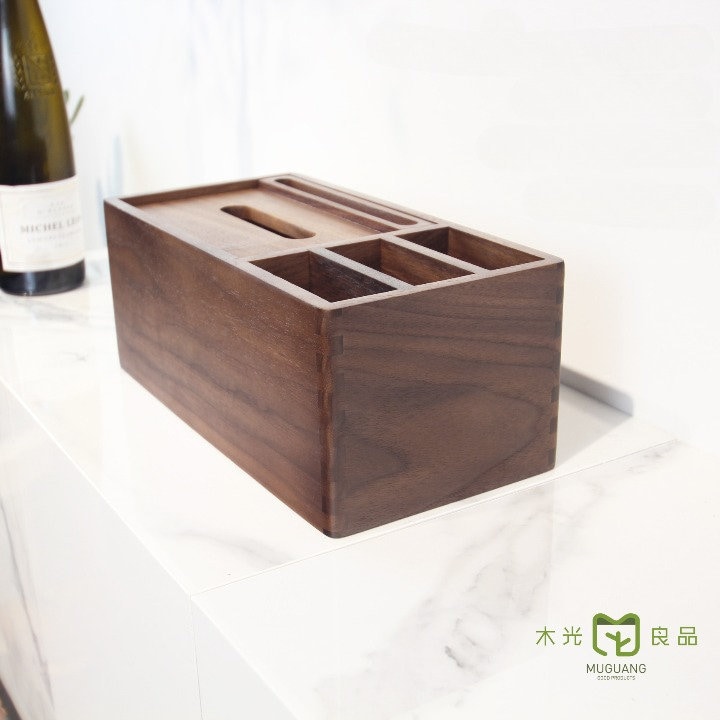 Wooden Desk Organizer With Tissue Box - Etsy