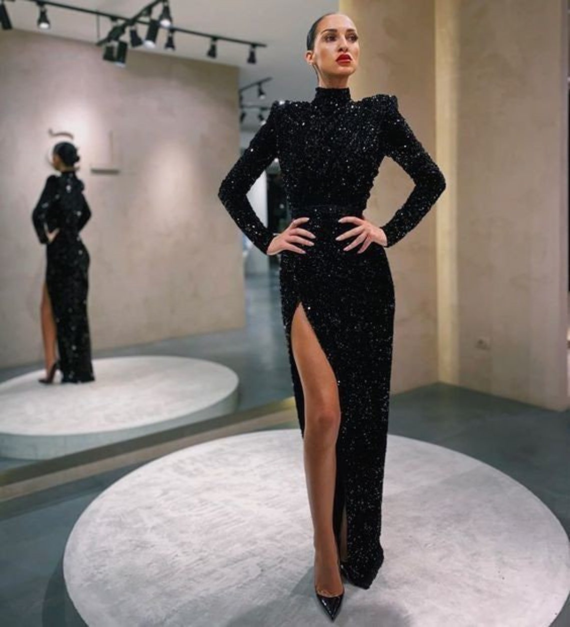 Black Sequence Dress Sequence Dresses African Women Dress - Etsy