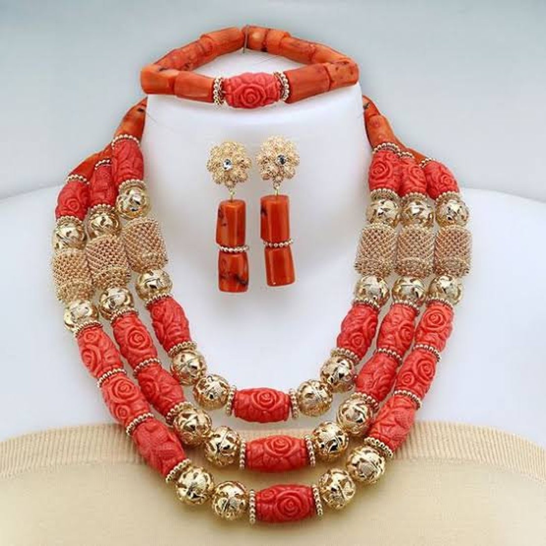 African Coral Bead, Bead Jewellery, Igbo Traditional Wedding Beads - Etsy