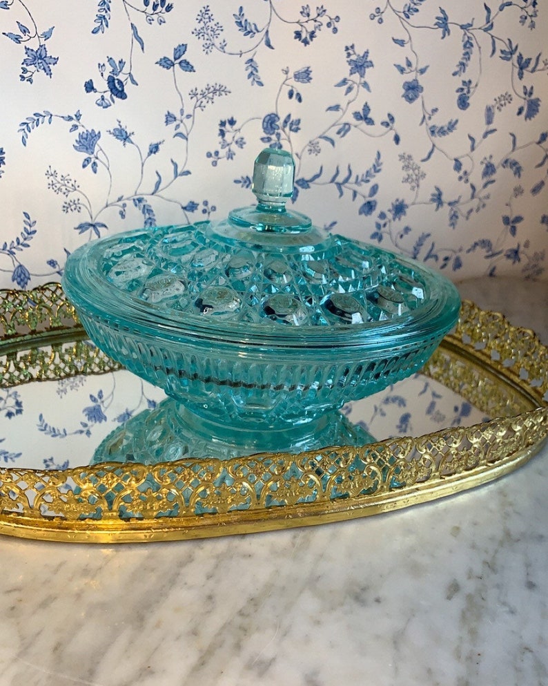 This 1960s Vintage Indiana Glass Windsor pattern Candy Trinket Dish ...