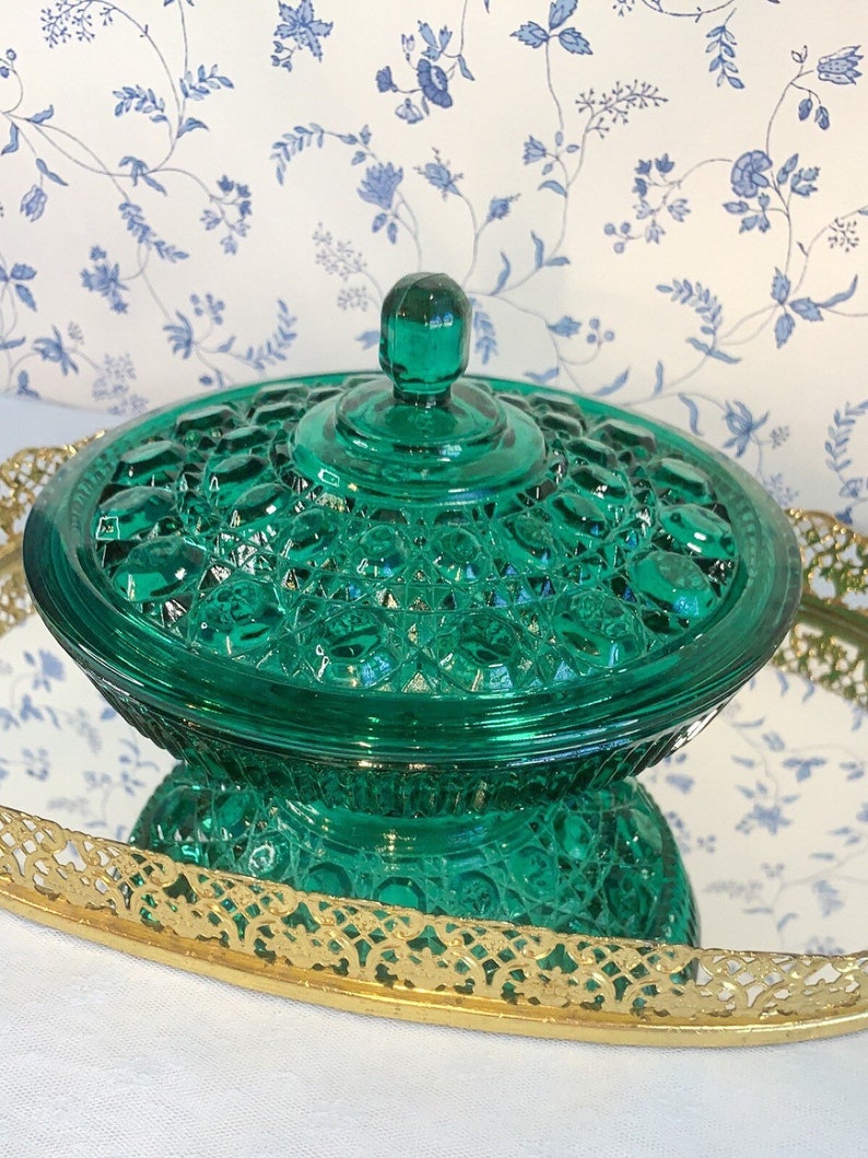 This 1960s Vintage Indiana Glass Windsor pattern Candy Trinket Dish ...