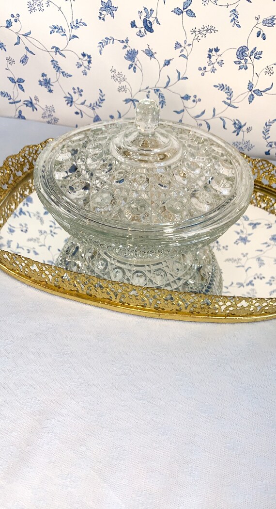 This 1960s Vintage Indiana Glass Windsor pattern Candy Trinket Dish ...