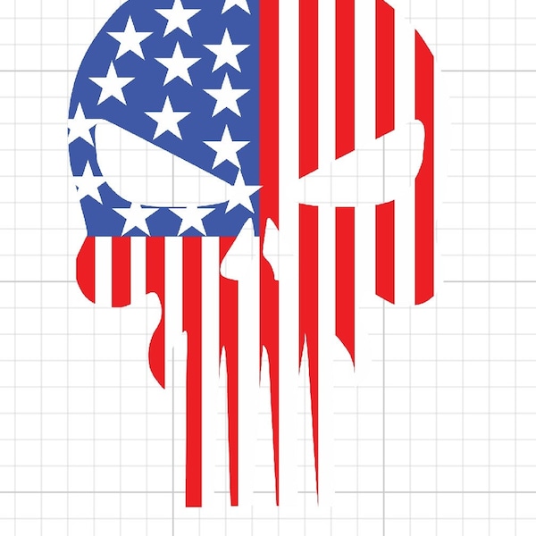 American Flag Punisher Skull Decal - Etsy