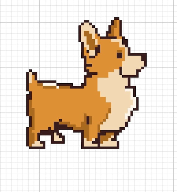 Corgi Pixel PNG Digital Download Pet Animal Dog Brown Orange | Etsy