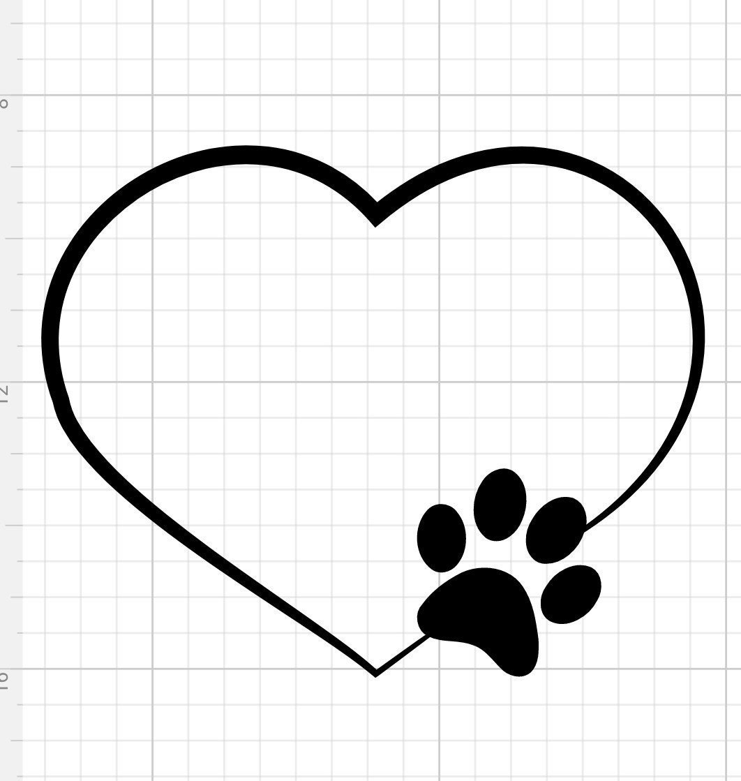 Paw Heart SVG DIGITAL DOWNLOAD Animal Pet Paw Heart Love Cricut ...