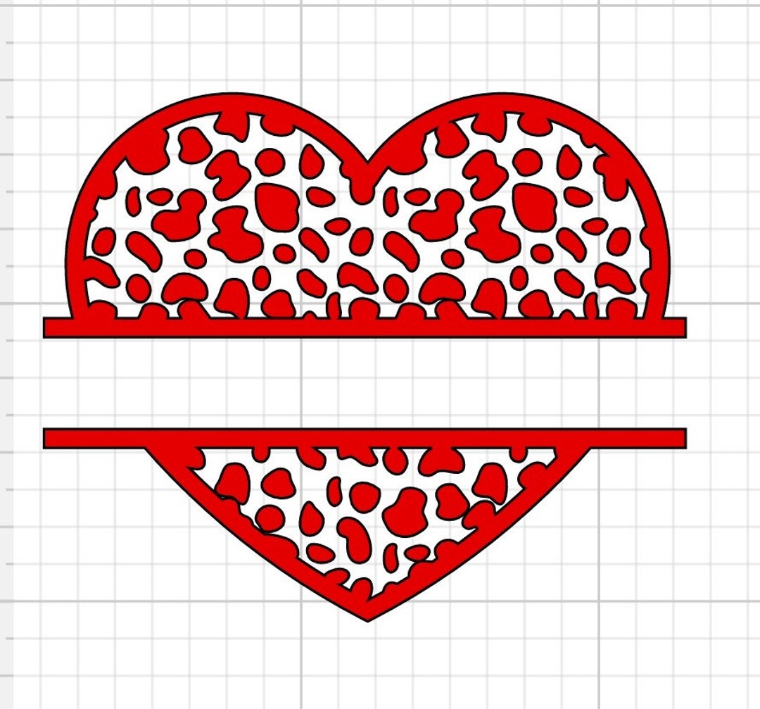 Red Cheetah Heart SVG Digital Download Red Name Monogram Family Pet ...