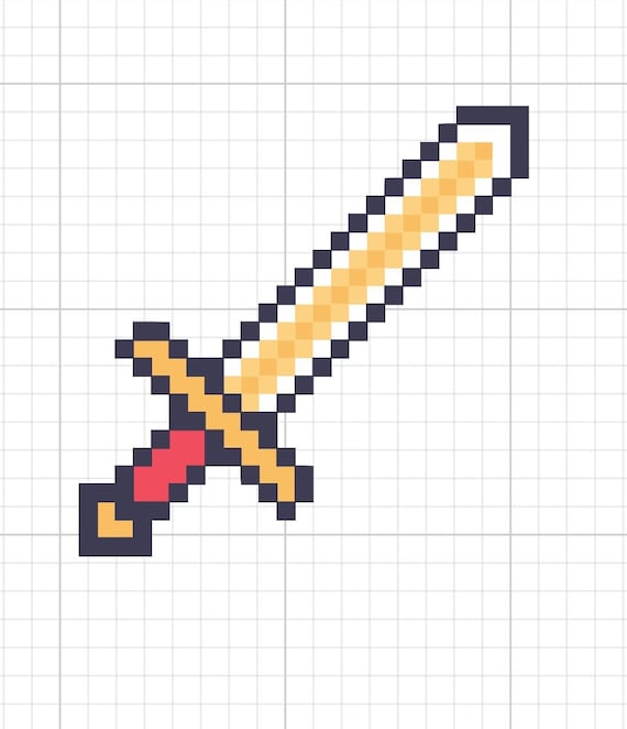 Pixel Sword PNG Digital Download Yellow Orange Fight Knife | Etsy
